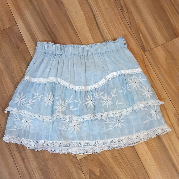 LoveShackFancy | Skirts | Loveshackfancy Tully Blue Lace Floral ...